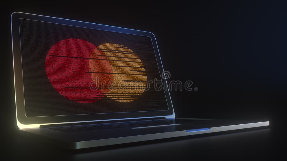 Portable Computer with the Logo of MASTERCARD Made with Code Strings, Editorial Conceptual 3d ...