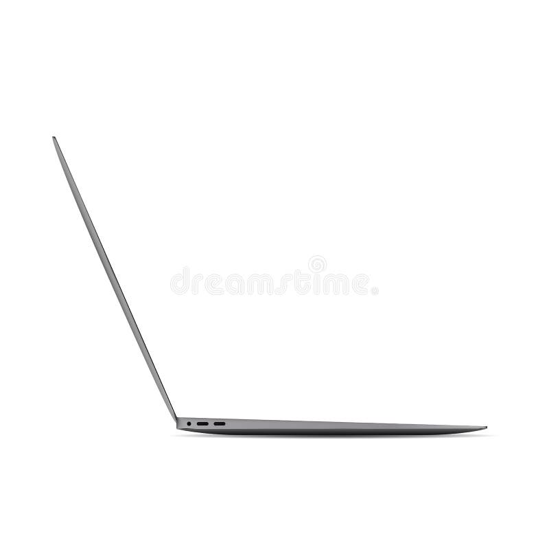Laptop Side View. Thin Notebook Computer Isolated on White Background ...
