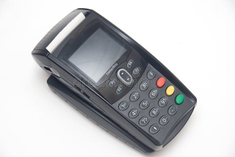 Portable Contactless Credit Card Terminal on Base Stock Photo - Image ...