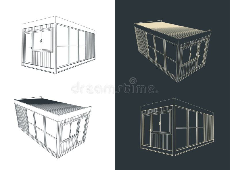 Portable Container Office Drawings Stock Vector - Illustration of cargo ...
