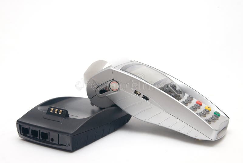 Red Credit Card Terminal with Scanner Stock Photo - Image of sale ...