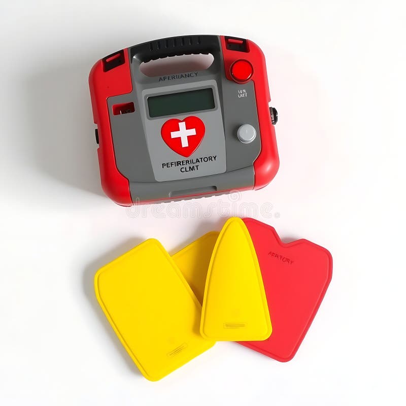 A Portable Defibrillator with an Emergency Button and Paddles Arranged ...
