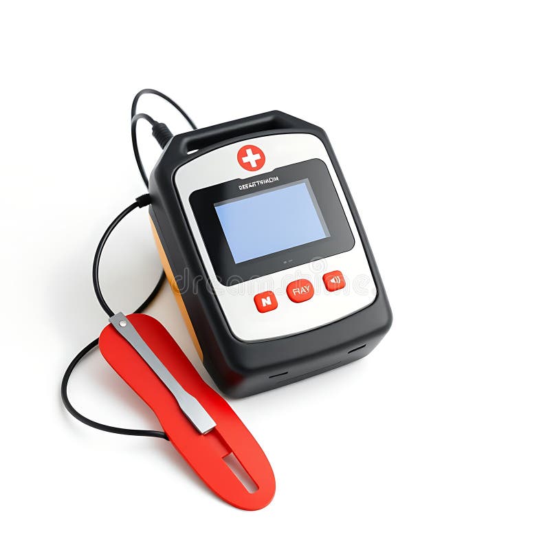 A Portable Defibrillator with Paddles and a Small Screen on a Clean ...