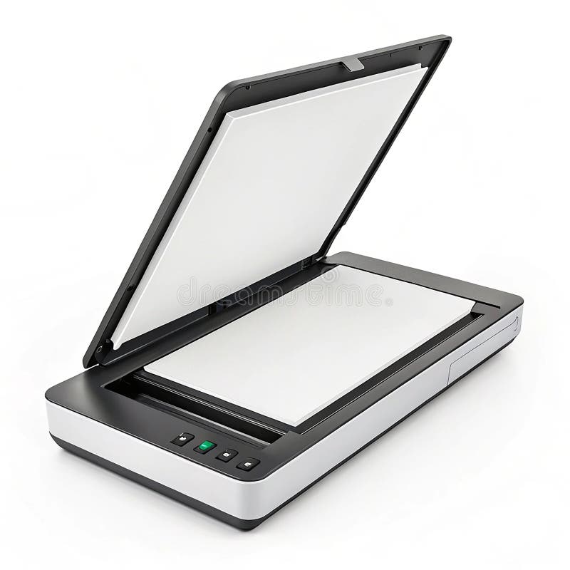 Portable Document Scanner on White Background Stock Illustration ...
