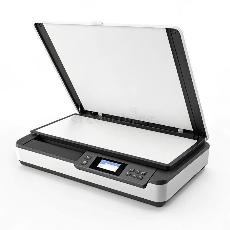 Portable Document Scanner on White Background Stock Illustration ...