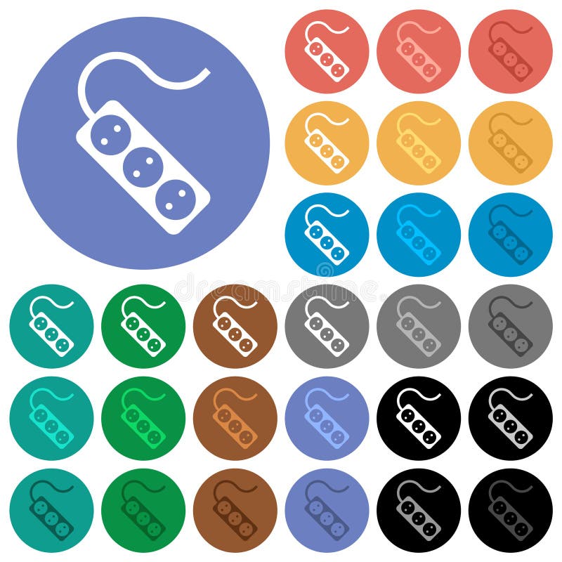 Portable Electrical Outlet with Three Sockets and Cord Solid Round Flat ...