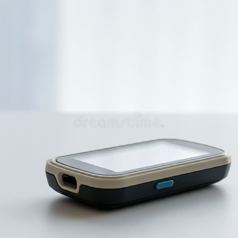 A Portable Electronic Device with a Rectangular Touchscreen Lies on a Flat Surface Stock ...