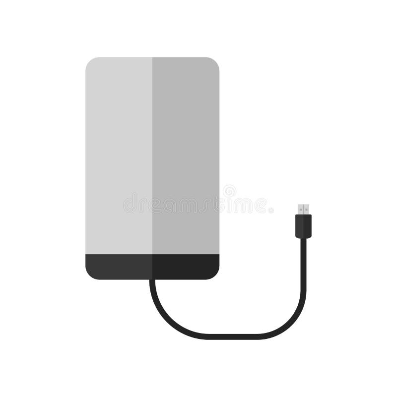 Portable External Hard Disk Drive with USB Cable on White Background ...