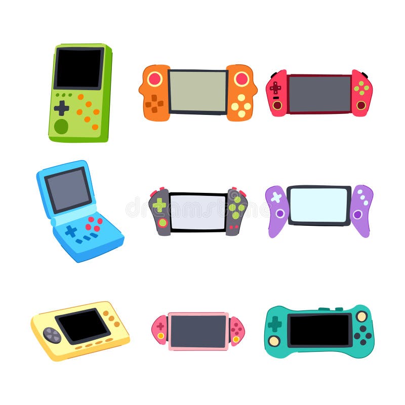 Portable Gaming Device Set Cartoon Vector Illustration Stock Vector ...