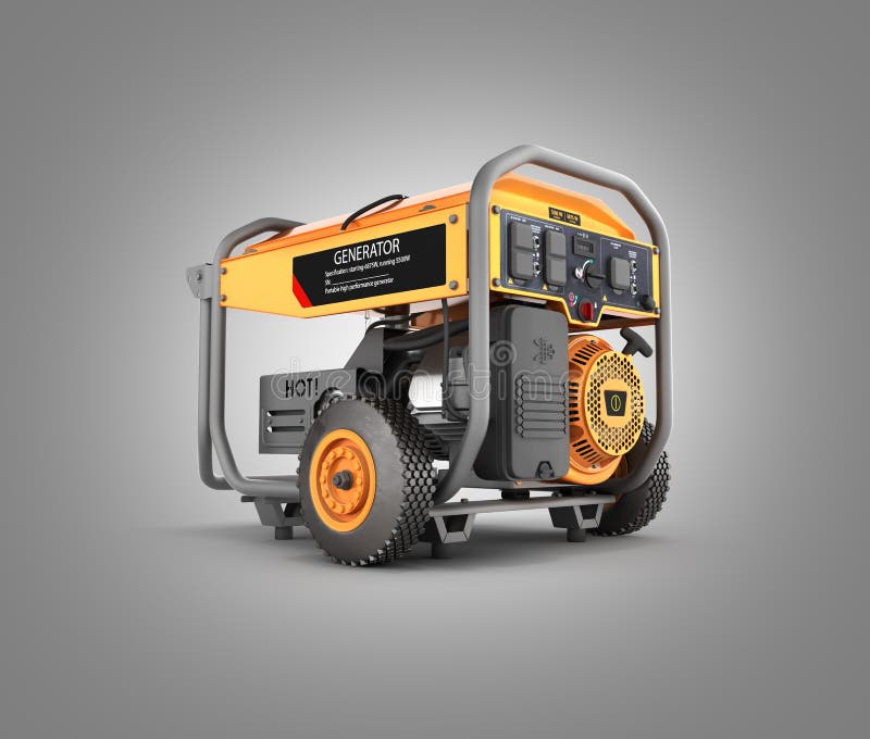 Portable Gasoline Generator Isolated on a Gray Gradient Background 3d ...