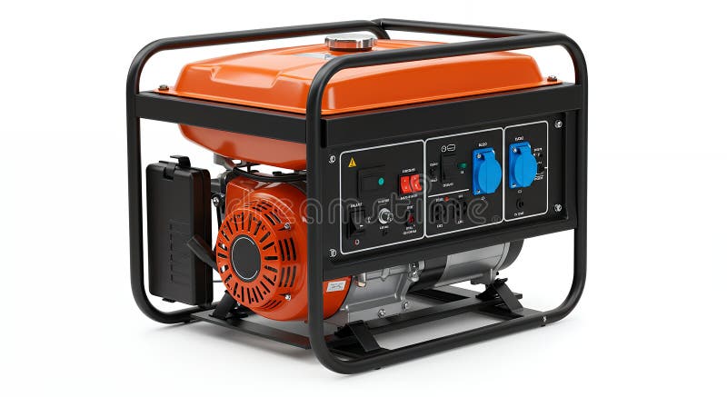 Portable Generator, Orange Fuel Tank, Black Frame Efficient Power ...