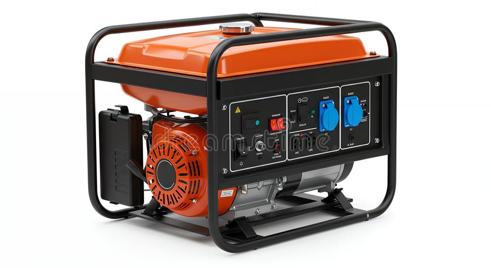 Portable Generator, Orange Fuel Tank, Black Frame Efficient Power ...