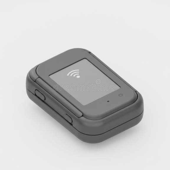 Portable Grey Wifi Hotspot Device with Screen on White Background Stock ...