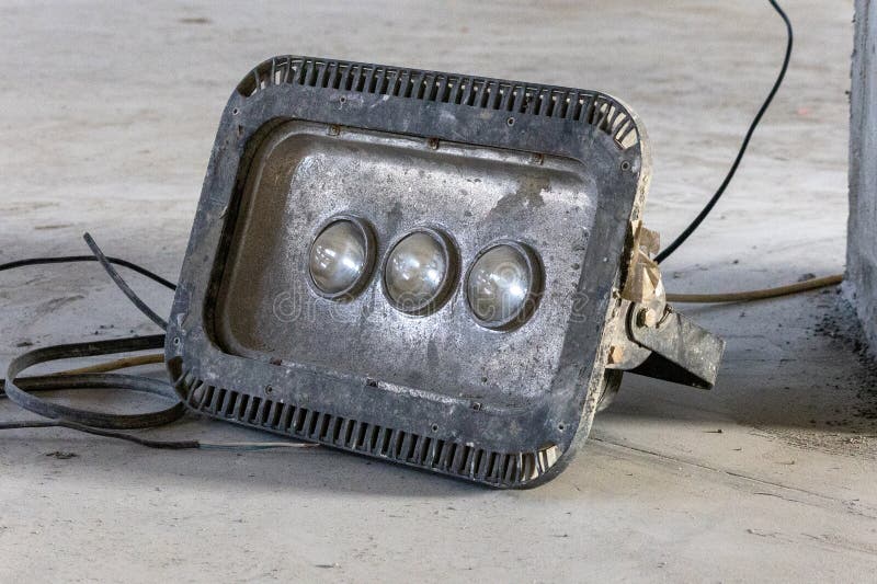 Portable Handle Construction Light on a Construction Site Lies on the ...