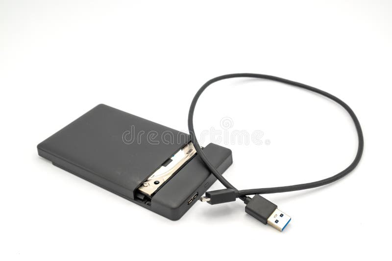 Portable Hard Disk Drive and USB 3.0 Cable Stock Photo - Image of chip ...