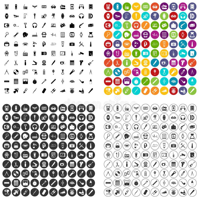 100 Portable Icons Hexagon Green Stock Vector - Illustration of game ...