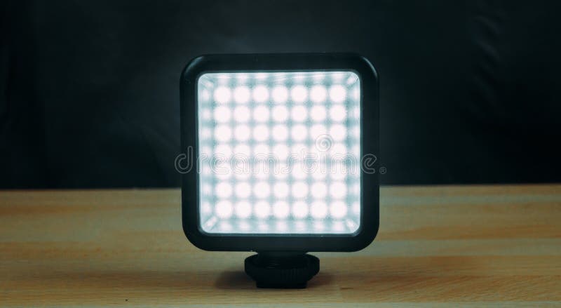 A Portable LED Lamp Stands on the Table Stock Image - Image of ...