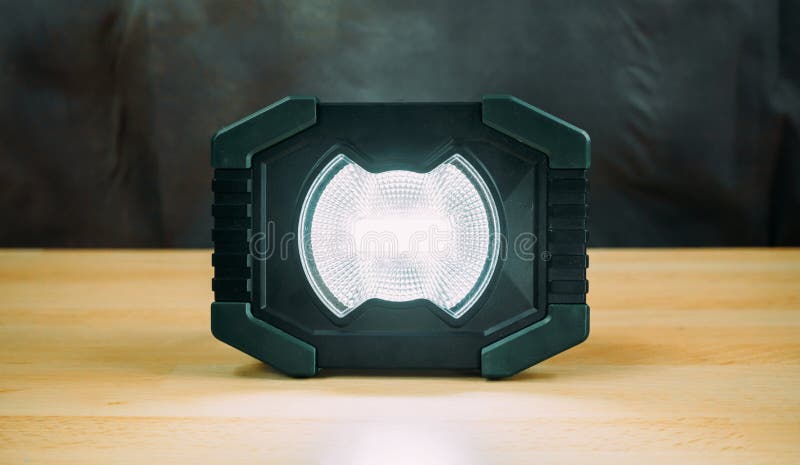 A Portable LED Lamp Stands on the Table Stock Image - Image of ...