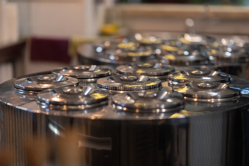 Portable Metal Round Mini-bar in the Restaurant Stock Photo - Image of ...