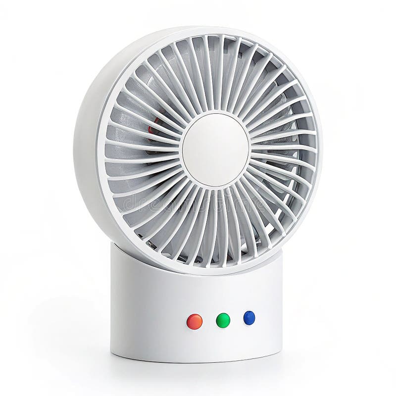 Portable Mini Fan on White Background Stock Illustration - Illustration ...