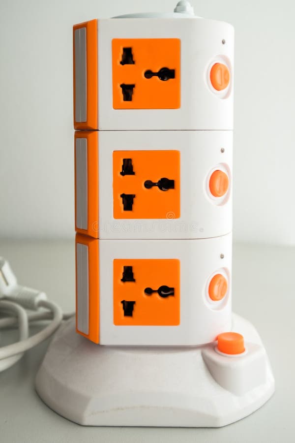 Portable Multiple Orange Plug Sockets Stock Photo - Image of device ...