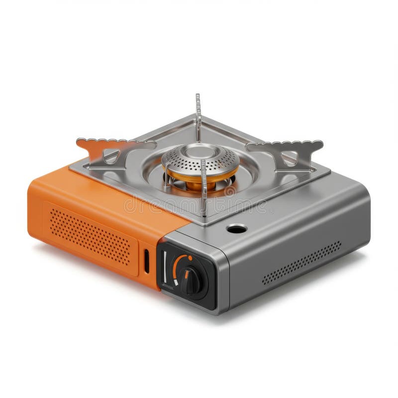 Portable Orange and Gray Single Burner Camping Stove Stock Image ...