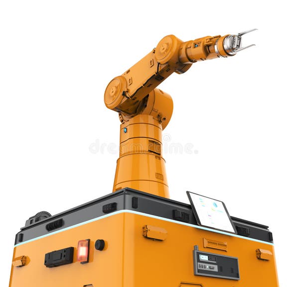 Portable Orange Robotic Arm with Station Module Stock Illustration ...