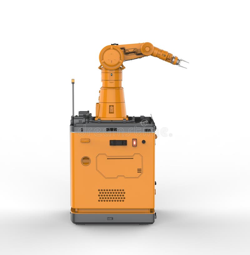 Portable Orange Robotic Arm with Station Module Stock Illustration ...