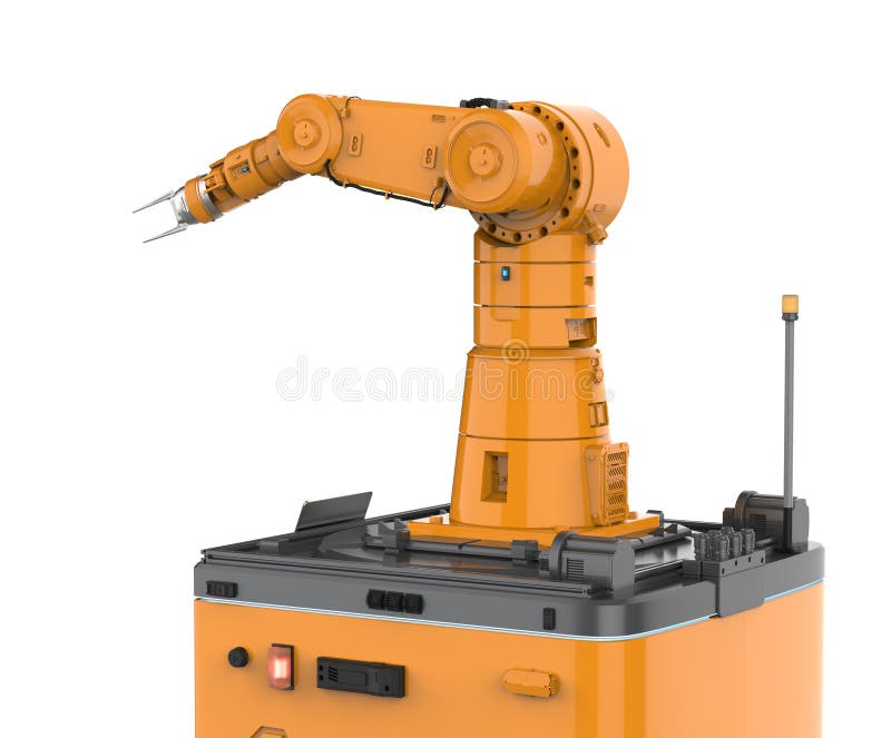 Portable Orange Robotic Arm with Station Module Stock Illustration ...