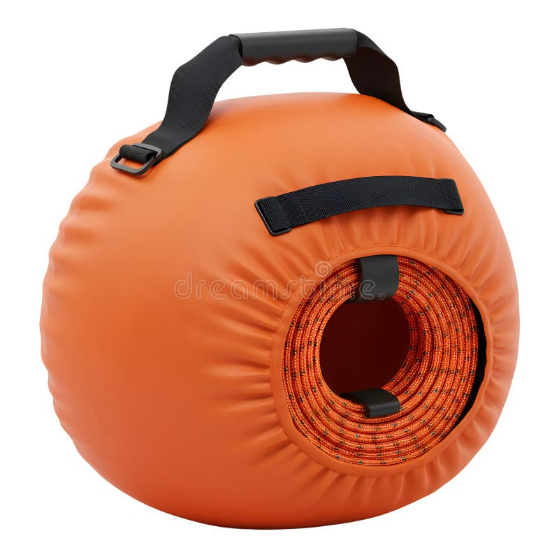 Orange Rope Bag with Black Handle and Rope Visible through Opening on a ...