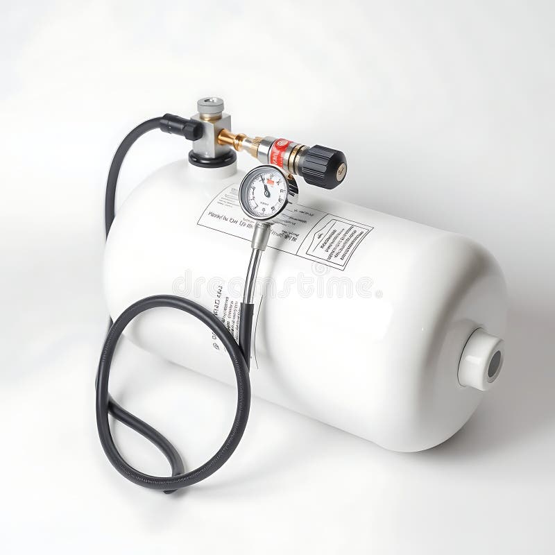 A Portable Oxygen Tank with a Regulator and Hose Attached, Placed on ...