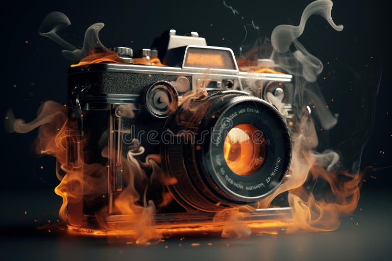 Portable Photo Camera. Generate Ai Stock Photo - Image of funky ...