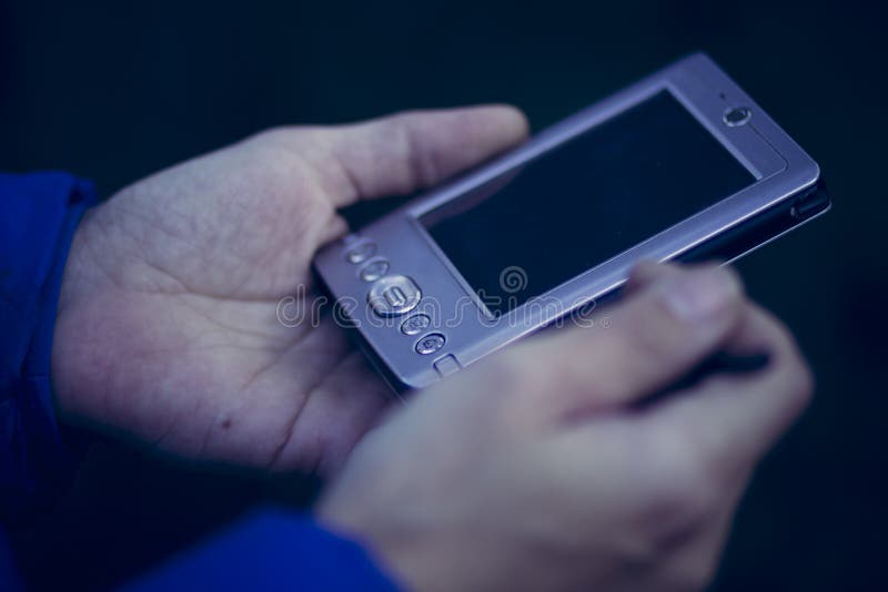 Portable Pocket Computer for Business in the Hands of a Businessman ...