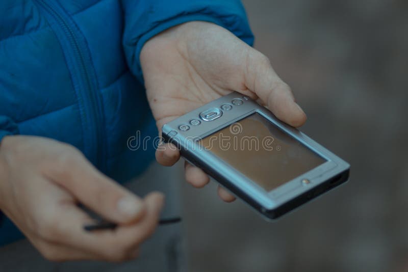 Portable Pocket Computer for Business in the Hands of a Businessman ...