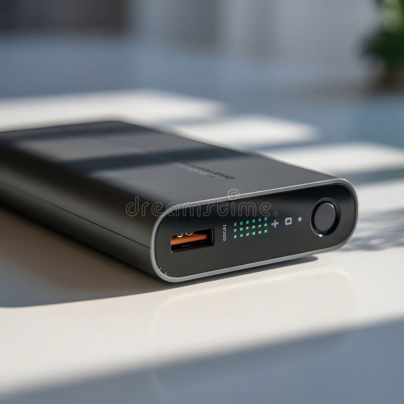 Portable Power Bank with Lights Stock Illustration - Illustration of ...