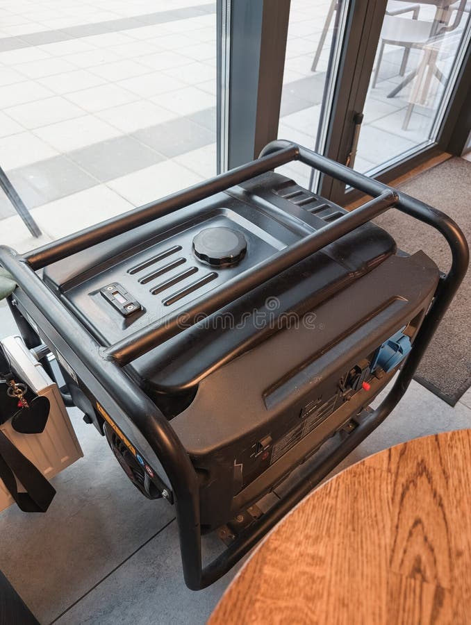 Portable Power Generator in Modern Indoor Setting, Top View, Near Table ...