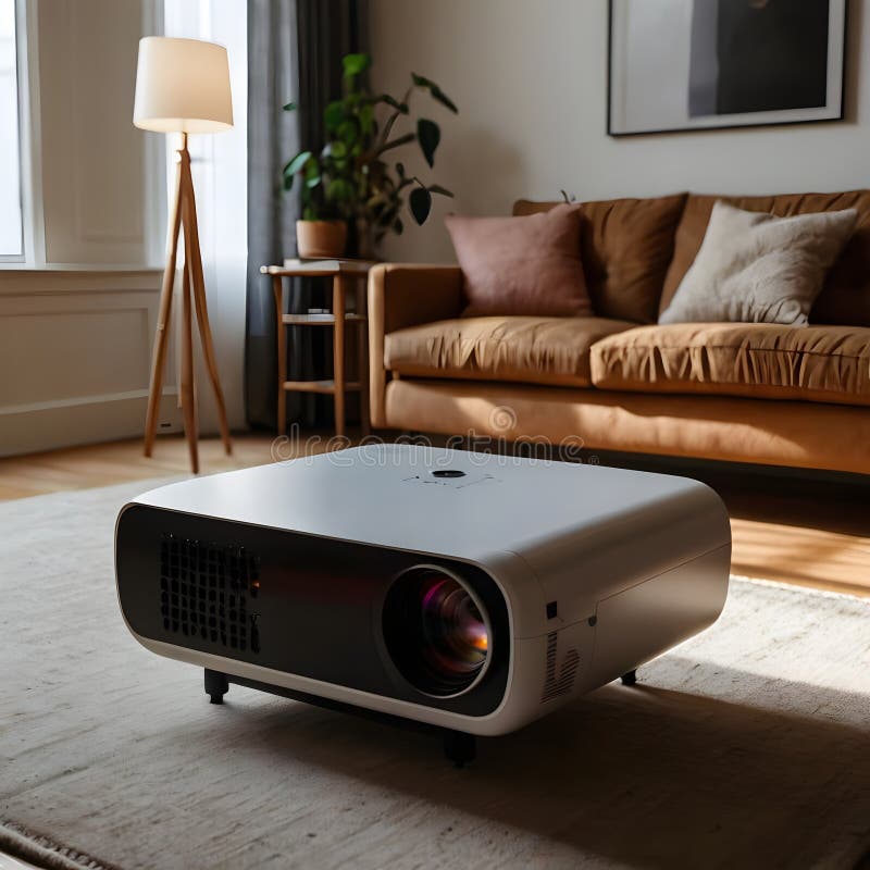Portable Projector in Minimalist Living Room Stock Illustration ...