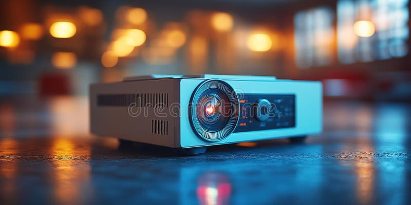 Portable Projector Setup for a Presentation in a Modern Office ...