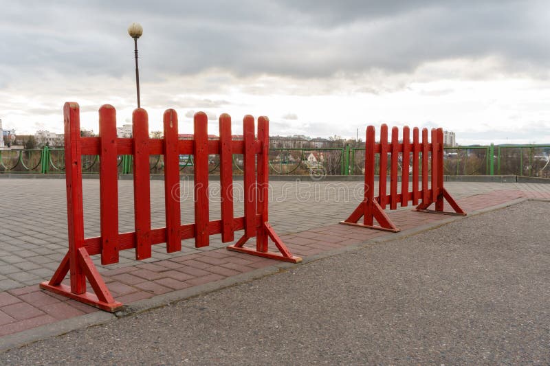 A Portable Red Barrier for Blocking Dangerous Territory on the Sidewalk ...