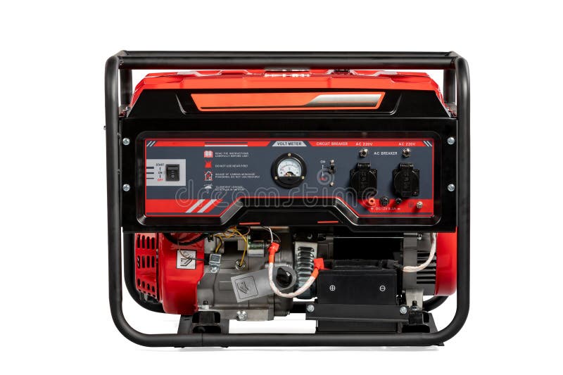 Portable Red Electric Generator Isolated on White for Backup Energy ...