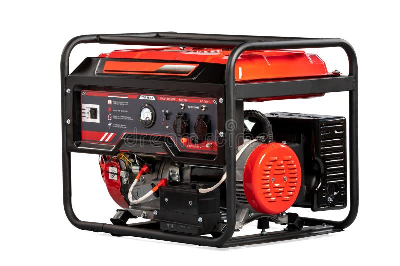 Portable Red Electric Generator Isolated on White for Backup Energy ...