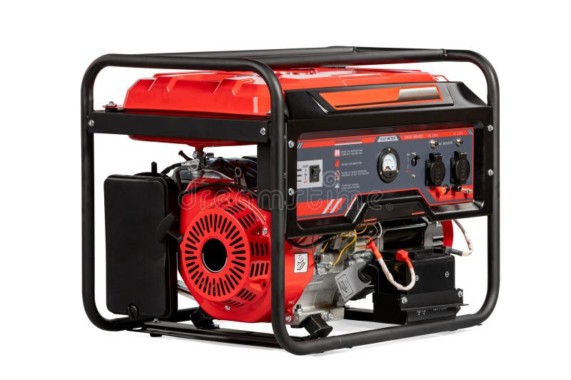 Portable Red Electric Generator Isolated on White for Backup Energy ...