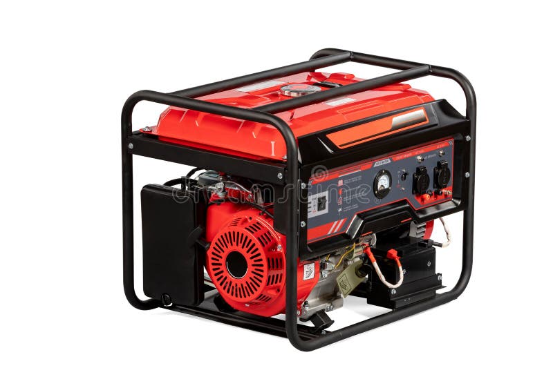 Portable Red Electric Generator Isolated on White for Backup Energy ...