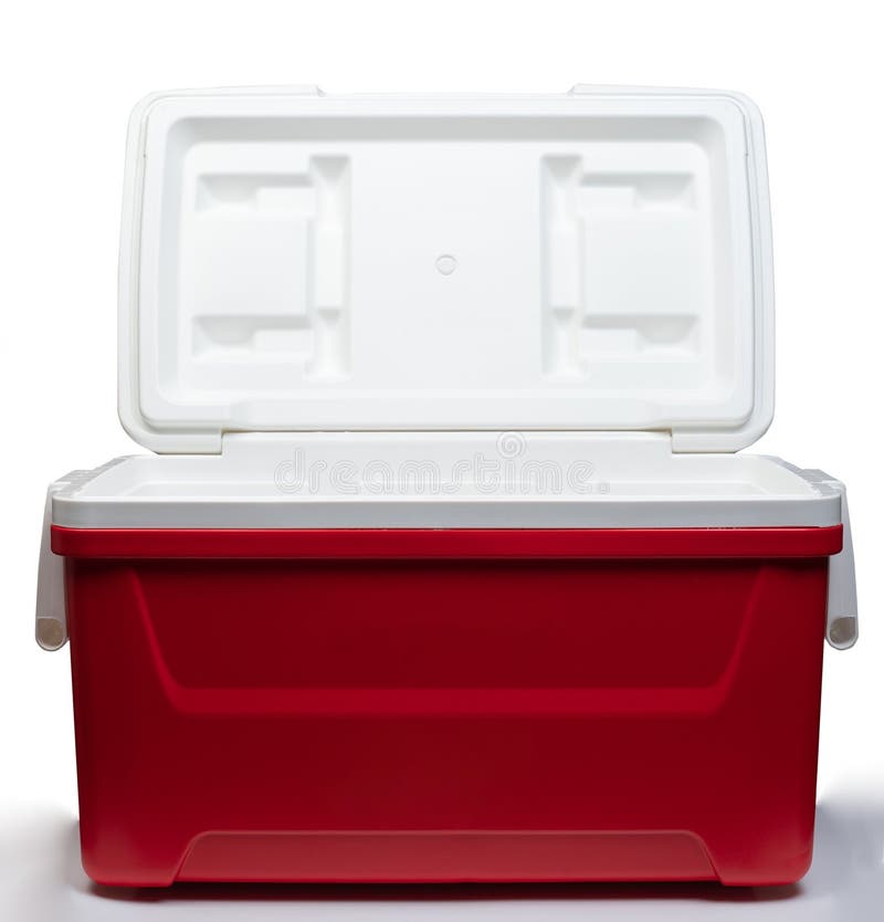 Portable Red Plastic Cooler Box Stock Photo - Image of cold, handle ...