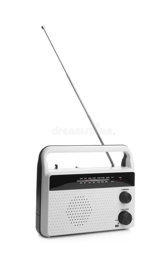 Portable Retro Radio Receiver Isolated on White Stock Image - Image of ...