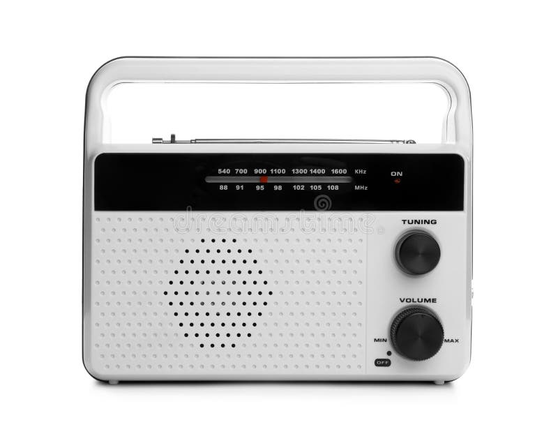 Portable Retro Radio Receiver Isolated on White Stock Image - Image of ...