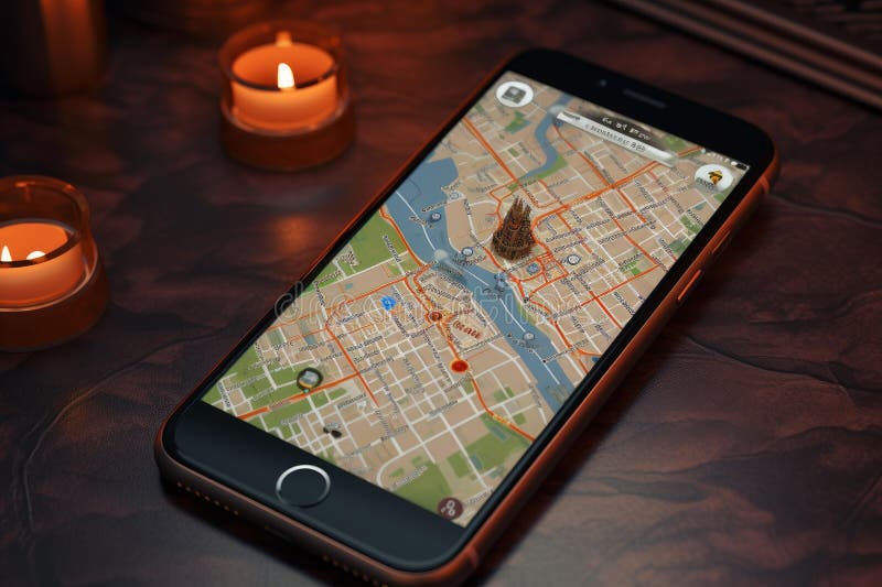 Portable Smartphone Map Location. Generate Ai Stock Photo - Image of ...