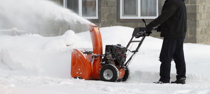 A Portable Snow Blower Powered by Gasoline. Snow Removal in Winter ...