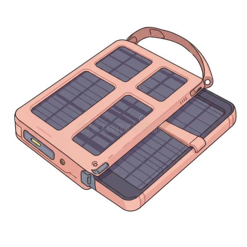 Portable Solar Panel Charger: Peach Colored Foldable Device Stock ...