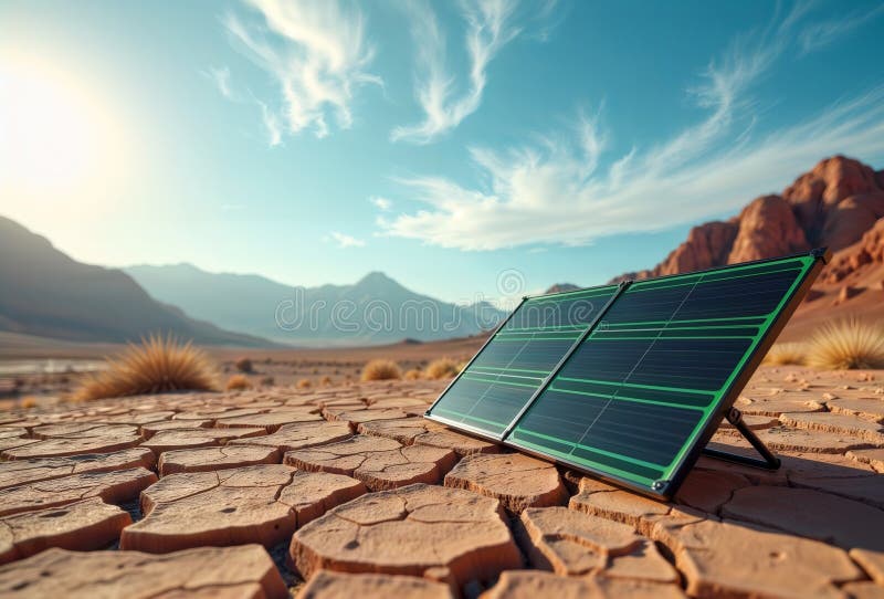 Compact Power: Portable Solar Panel in Desert, Generative Ai Stock ...
